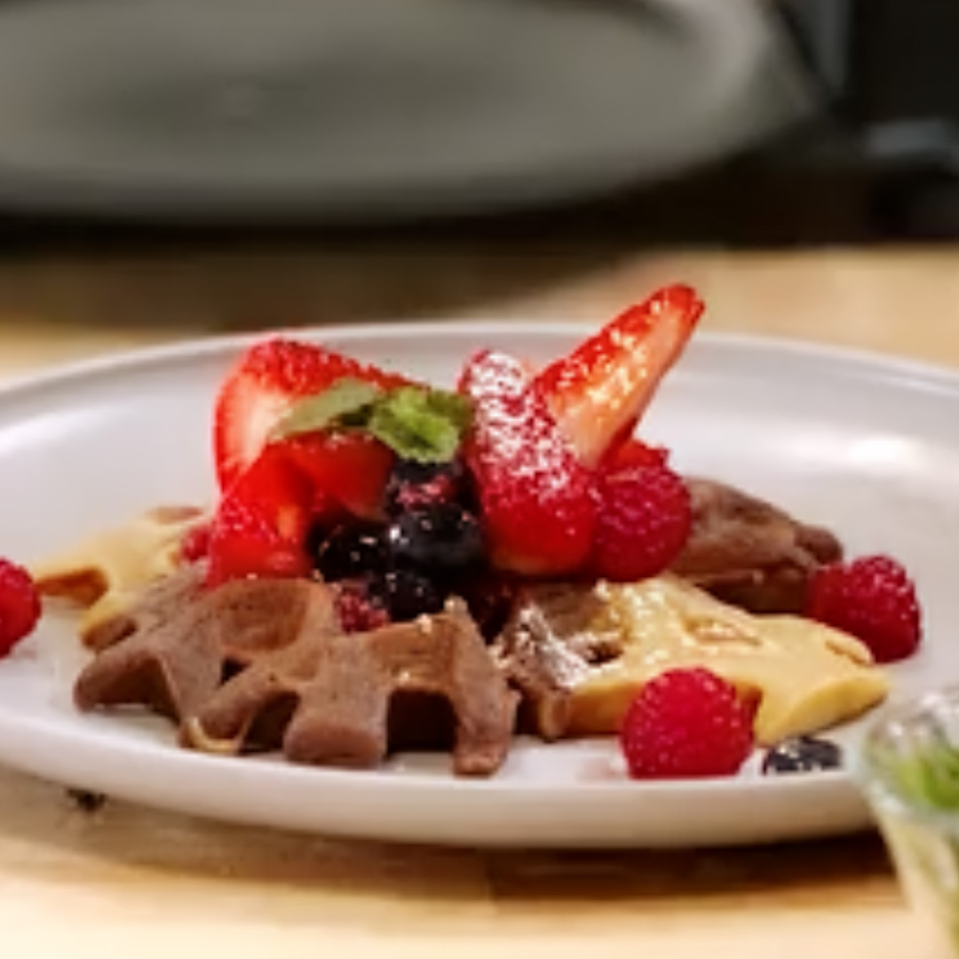 Marbled Waffles with Macerated Berries | Tastemade