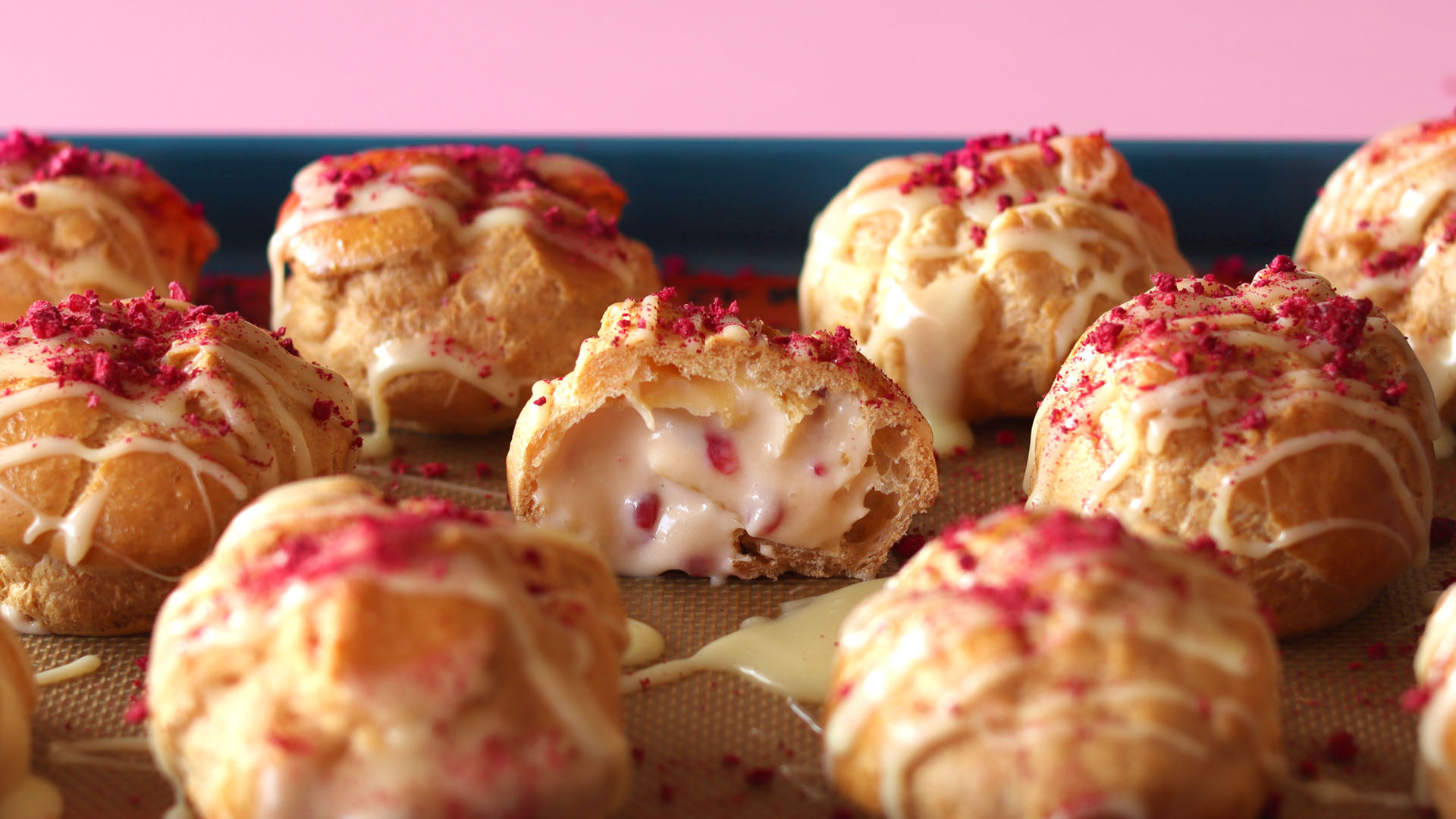 Raspberry white chocolate cream puffs | Tastemade