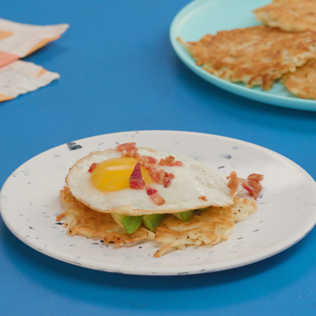 Hash Brown Avocado Toast with Bacon Topping | Tastemade